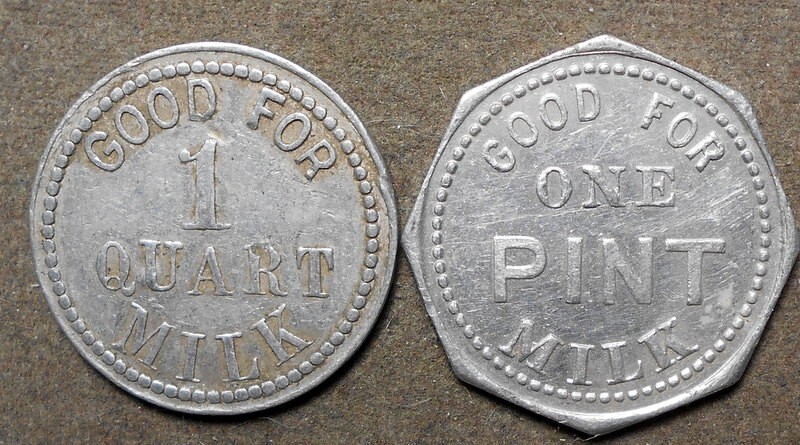 C627 2-Lena, Ill., Kolb Dairy Good For 1 Pint + 1 Quart Milk. Aluminum ...