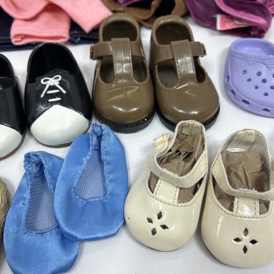 18" Doll Clothes Shoes Lot Battat Tops Pants Dresses Ice Skates ...