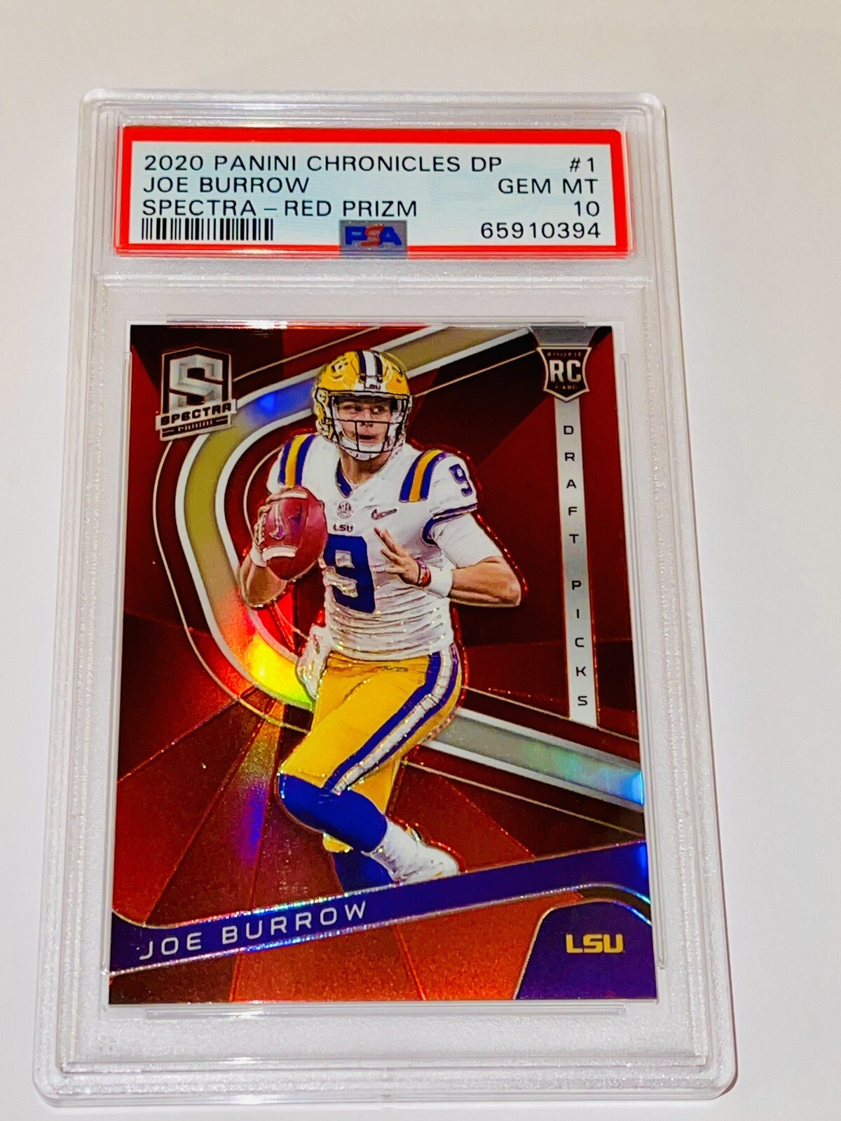 JOE BURROW 2020 Chronicles Draft Picks Spectra Red #1 PSA 10 GEM MT ...