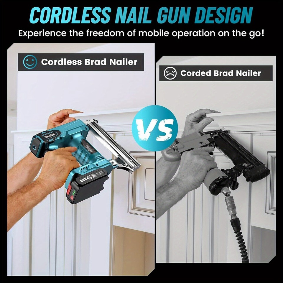 Seesii 2 in 1 Cordless Nail Gun Brad Nailer with 18 GA w charger & 2 ...