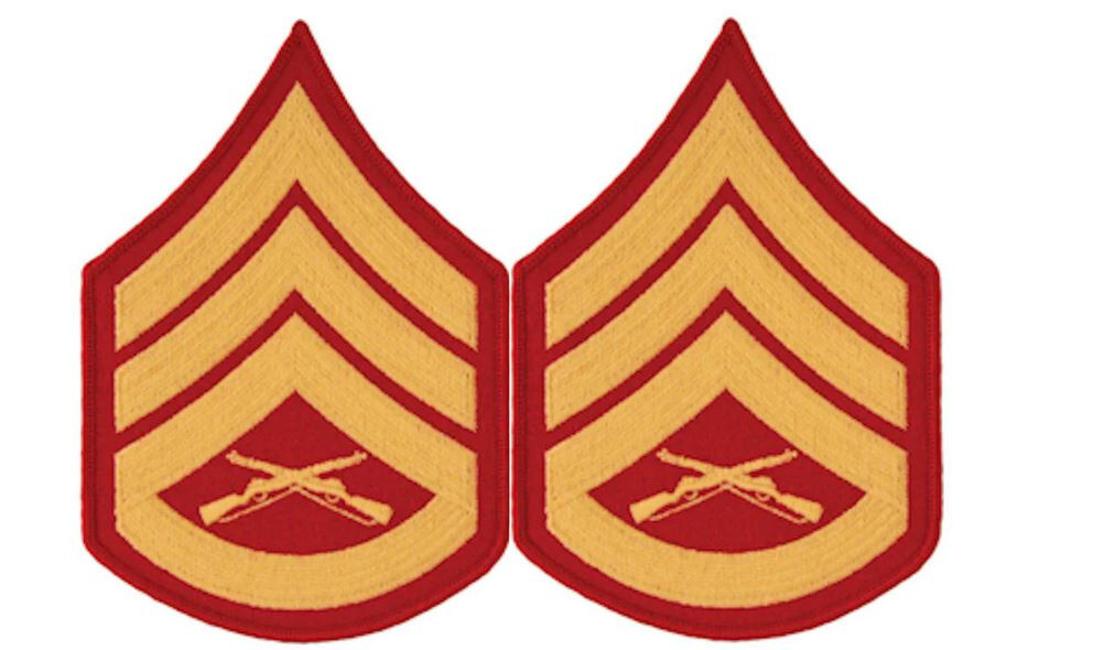 USMC US Marine Corps Staff Sergeant E6 Dress Blues gold on red chevrons ...