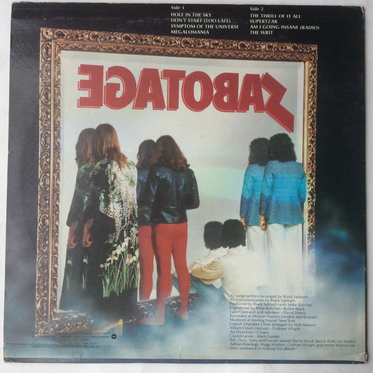 Black Sabbath Sabotage Back Cover Black Sabbath Sabotage