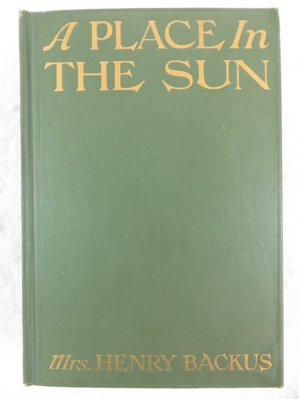 Mrs. Henry Backus A PLACE IN THE SUN First Printing The Page Company ...