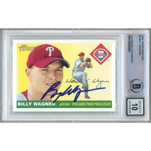 Billy Wagner Signed 2004 Topps Heritage #9 Phillies Card Beckett Auto 10 Slab | eBay