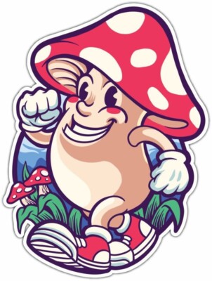 Happy Magic Mushroom Car Bumper Window Sticker Decal 4"X5" | eBay