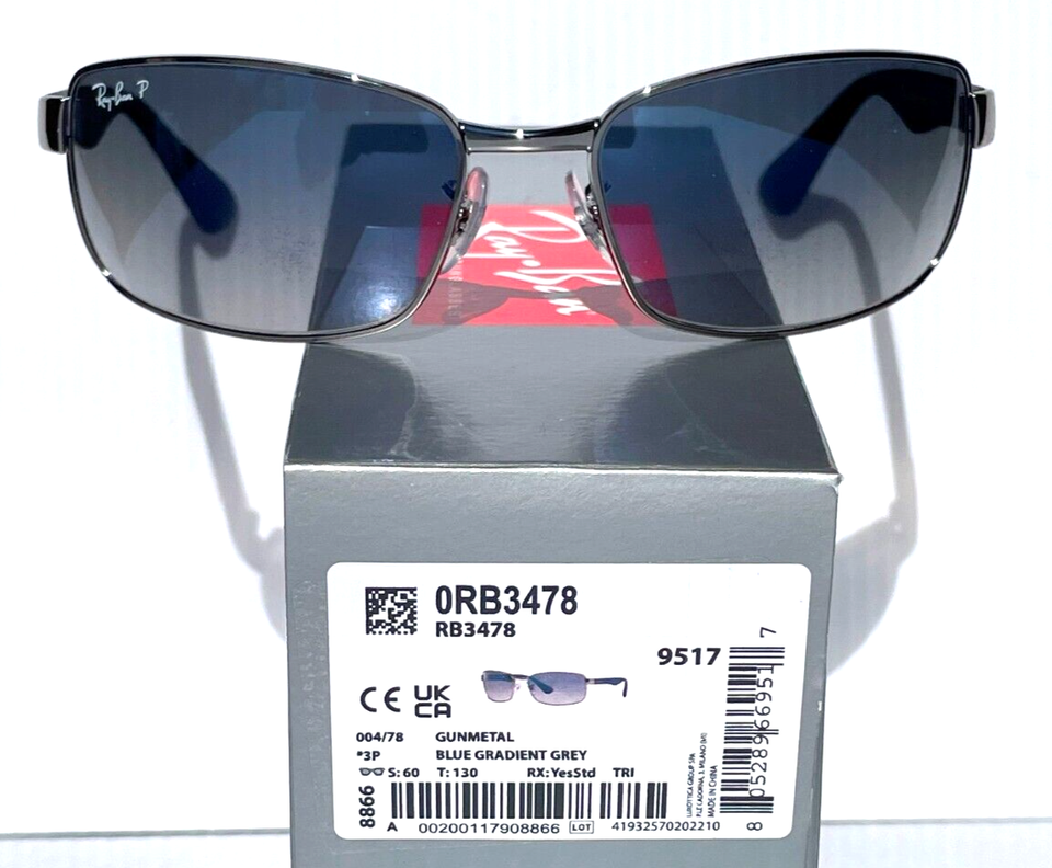 NEW Ray Ban Gunmetal UV PROTECTIVE Gradient Blue Grey Lens Sunglass ...