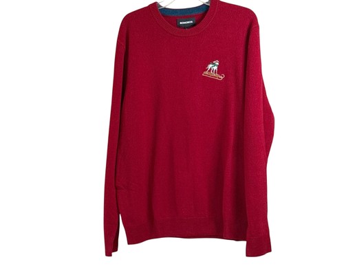 Bonobos Men's Dalmation Dog on Sled Merino Wool Sweater Burgundy Red ...