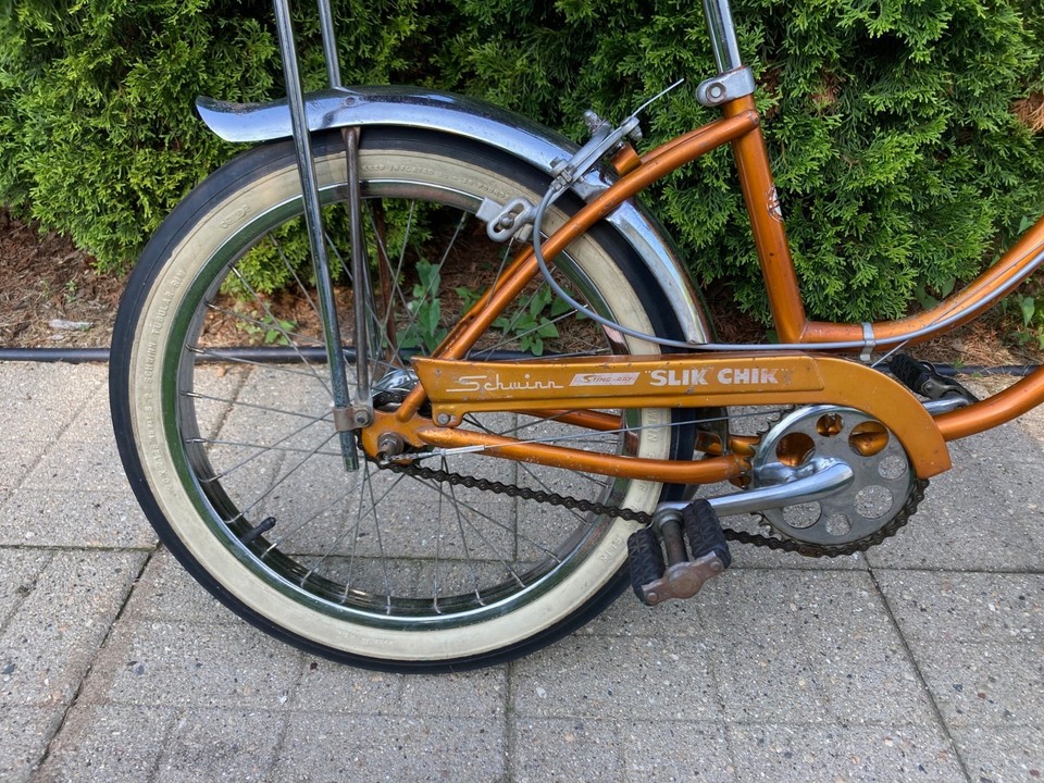 Coppertone 1967 Schwinn Stingray Slik Chik Bike 3 Speed NOS rear ...