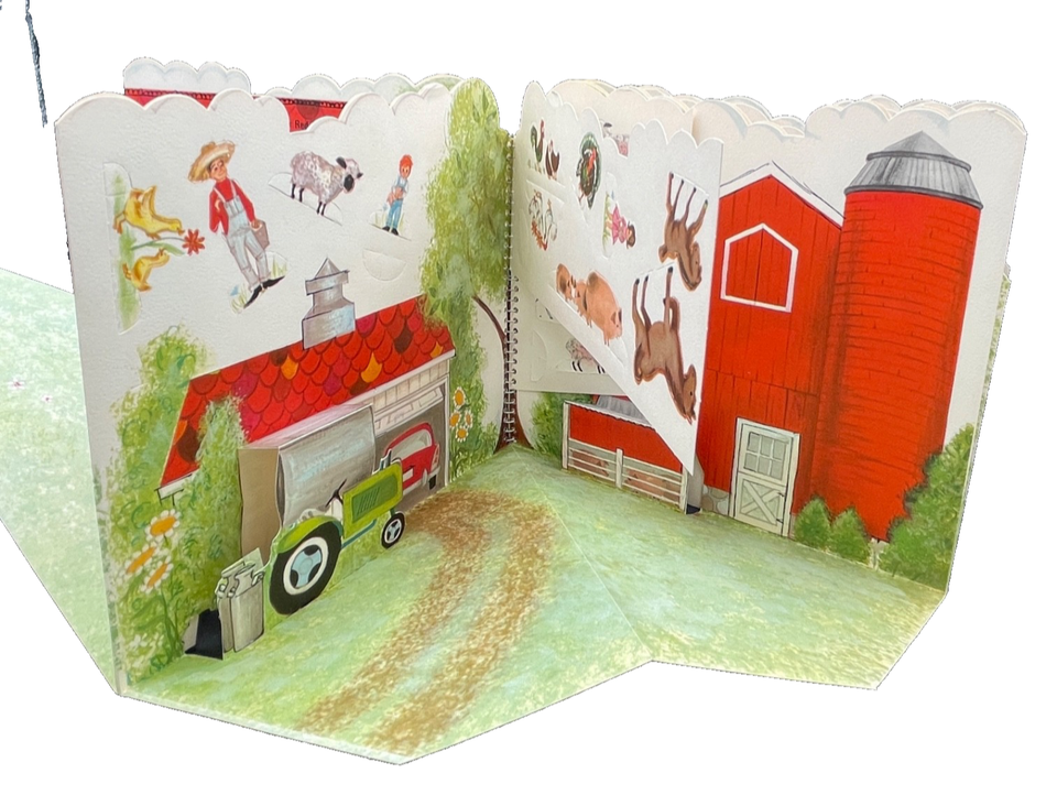 NEW Vintage Hallmark The Red Barn Farm Bound Pop up Book Card Paper ...