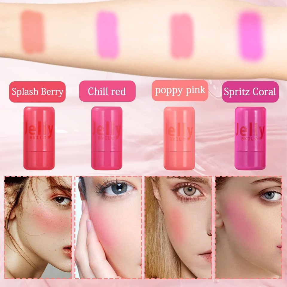 4 Pcs Milk Jelly Blush Stick, Milk Jelly Tint Stick, 4 Colours Jelly ...