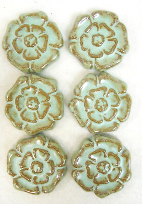 ROSETTE Mosaic Tiles Handmade Ceramic Art Craft Tiles Turquoise Stone ...
