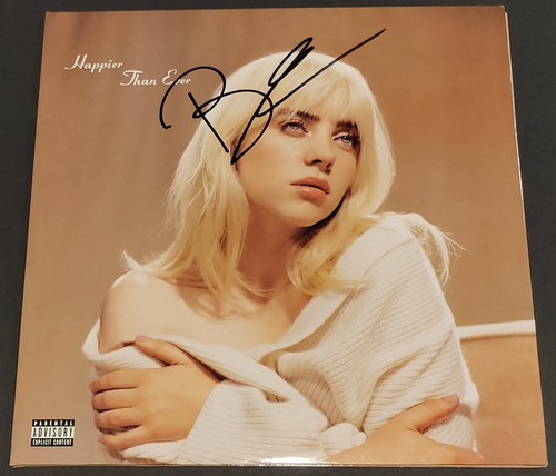 BILLIE EILISH Signed HAPPIER THAN EVER Pale Blue Vinyl Album 2LP ...