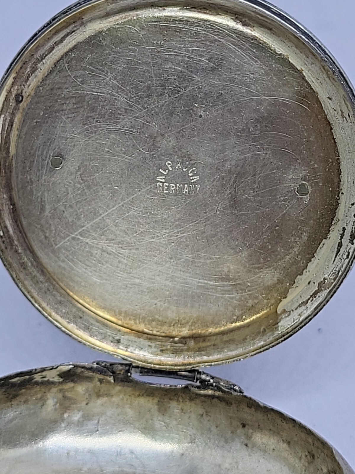 Vtg Alpacca German Silver Snuff Box Round w/ religious images | eBay