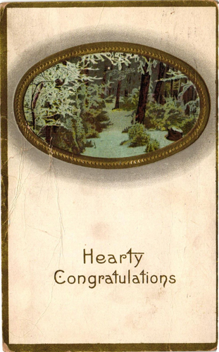 Vintage Postcard- Hearty Congratulations. Winter Scene. Embossed ...