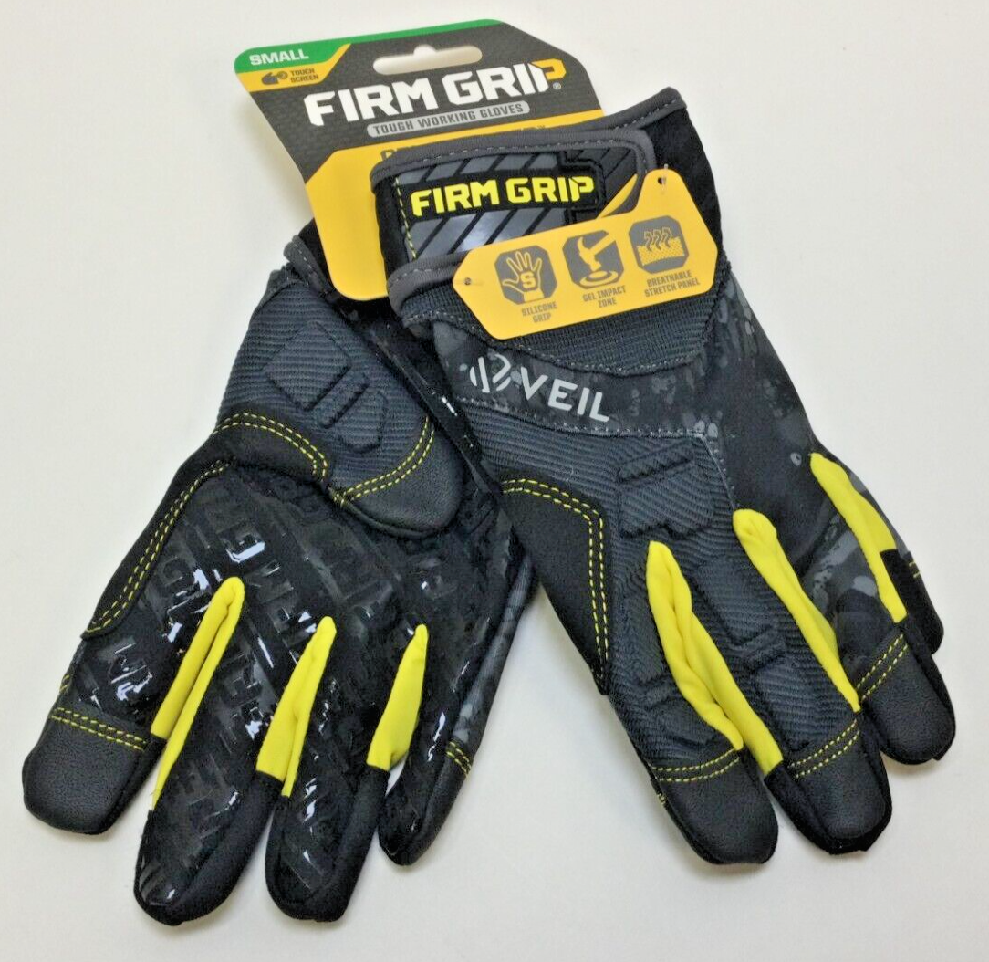 Firm Grip Veil Tough Working Gloves, Gel Pro Grip, Small, Black ...