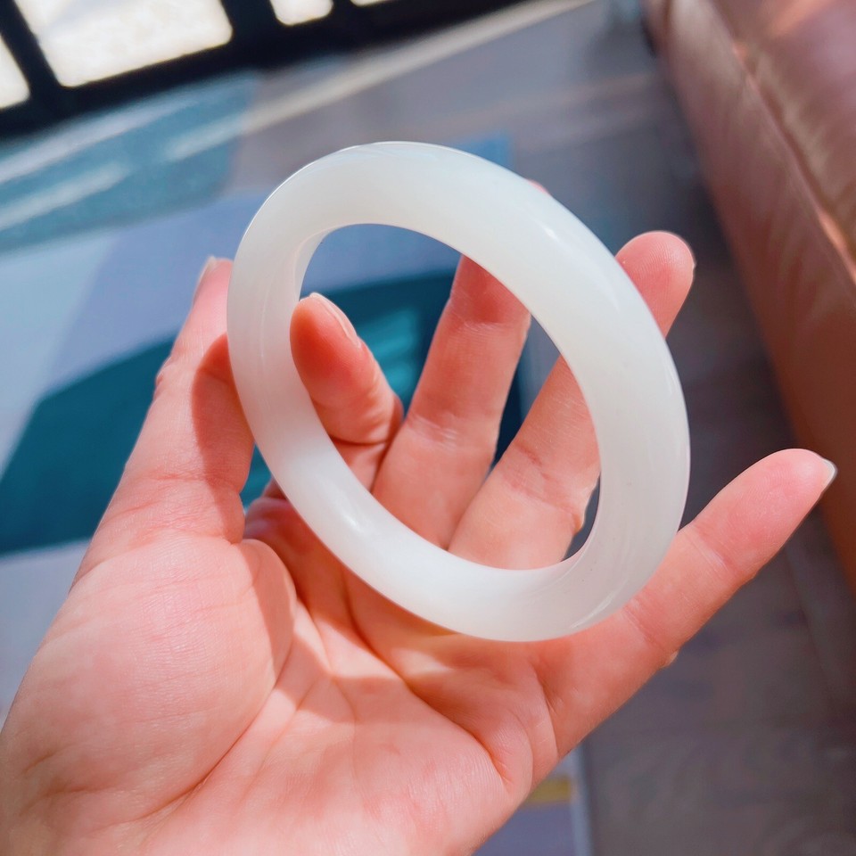 Sale! Beautiful Natural White Jade Bangle, 62mm Inner Diameter | eBay