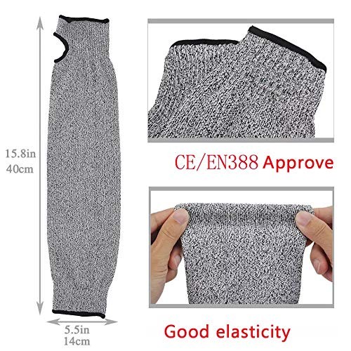 Protective Arm Sleeves, Level 5 Protection Cut Resistant Sleeve with ...