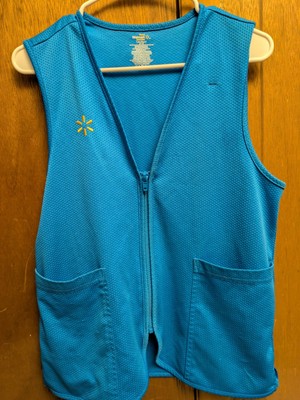 Walmart Employee Vest Womens Small Light Blue Zip Sleeveless Associate ...