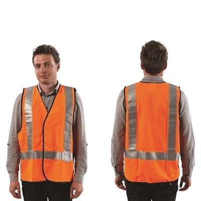 5 x Small Pro Choice Hi Vis Fluro ORANGE H Back Safety Vest Day/Night ...