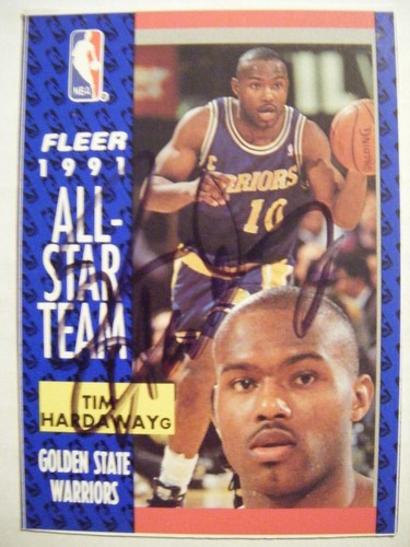 TIM HARDAWAY signed SP WARRIORS 1991 Fleer PROMOTIONAL basketball card ...