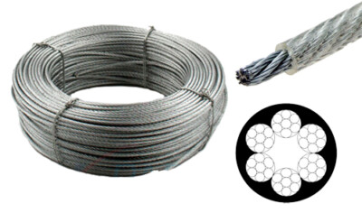 100m Drahtseil 4mm / 6mm - PVC ummantelt klar 6x7 Stahlseil Seil Draht ...
