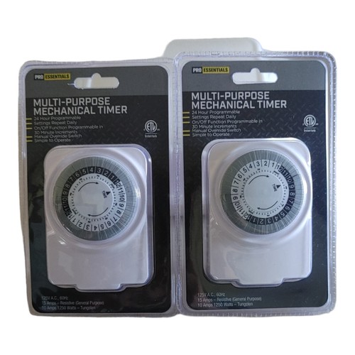 Multi-purpose Mechanical Timer Two Outlet White 24 Hr Repeat Daily (2 ...
