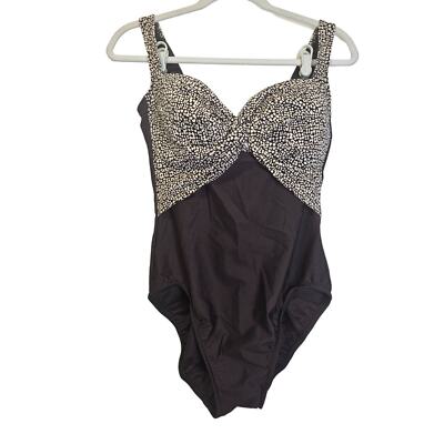 Miraclesuit 10 Black Leopard Print Slimming One Piece Swimsuit Beach ...