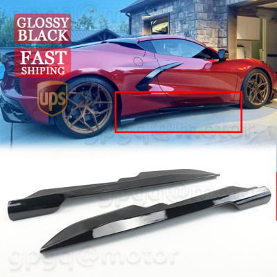 For Corvette C8 2020-2025 Gloss Black V1 Style Side Skirt Extension ...