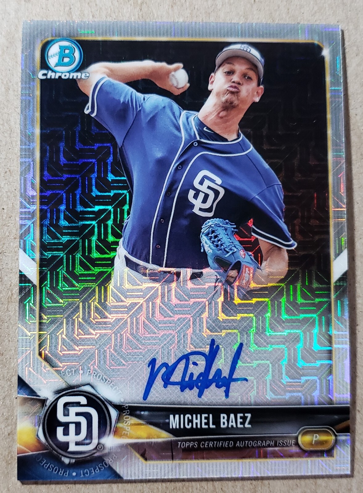 2018 Bowman Chrome Mojo Refractor Michael Baez Auto San Diego Padres ...