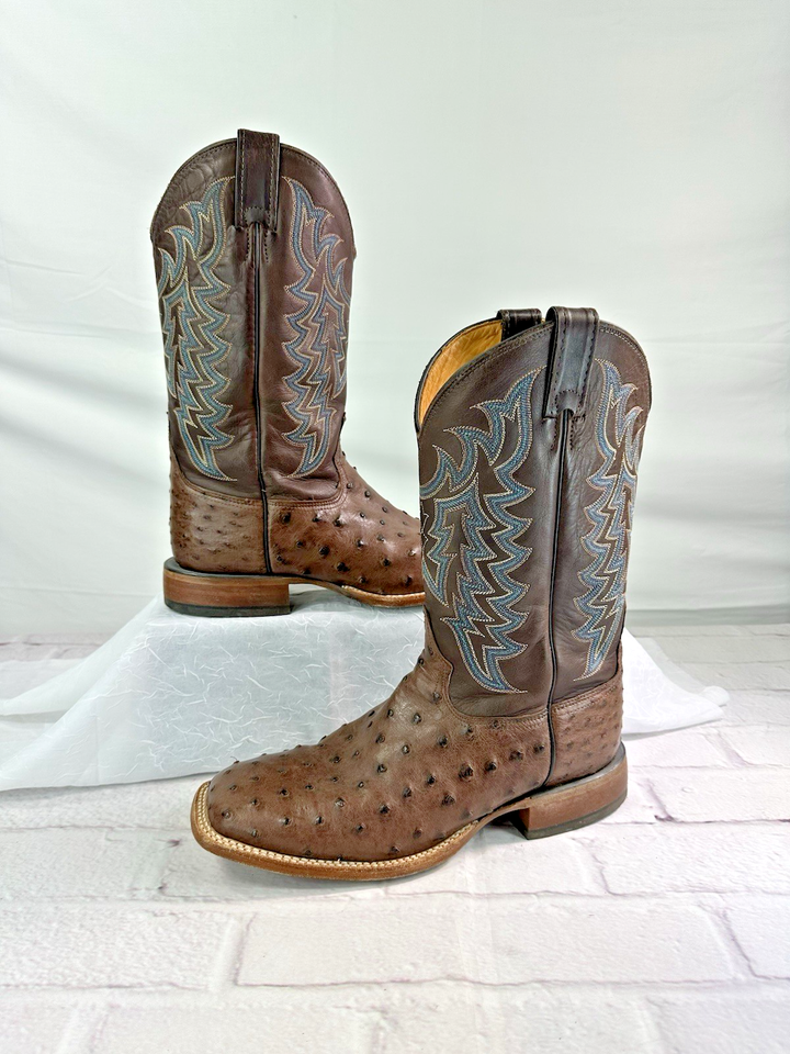 Tony Lama Men's Hays 13" Full Quill Ostrich Western Boots Sz 9.5 D Cognac | eBay