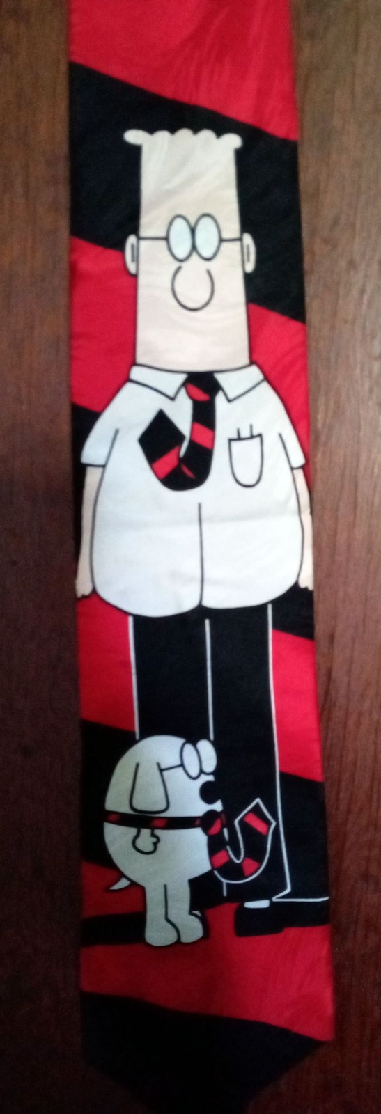 Dilbert & Dogbert Comic Strip Silk Black and Red Stri… - Gem