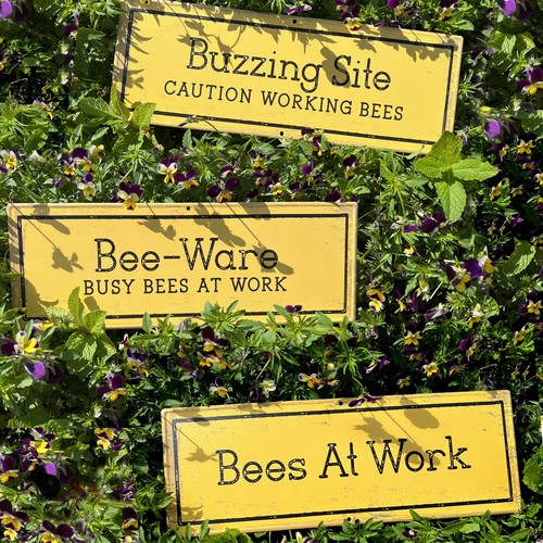 BEE Metal Signs Apiary Garden Decor - Bees at Work / Buzzing Site / Bee ...