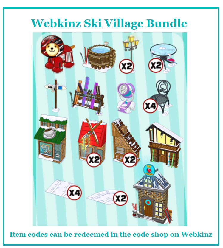 Webkinz Classic -Virtual Items- Ski Village Bundle *26! Item Codes Only ...