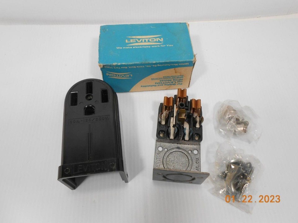Vintage Leviton Surface Receptacle 50A 125/250V Art Deco Bakelite ...