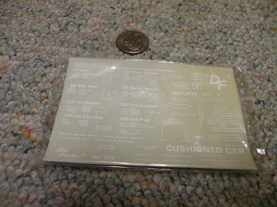 Rail Graphics decals HO Set# 102W 1960-80s freight data white does 16 ...