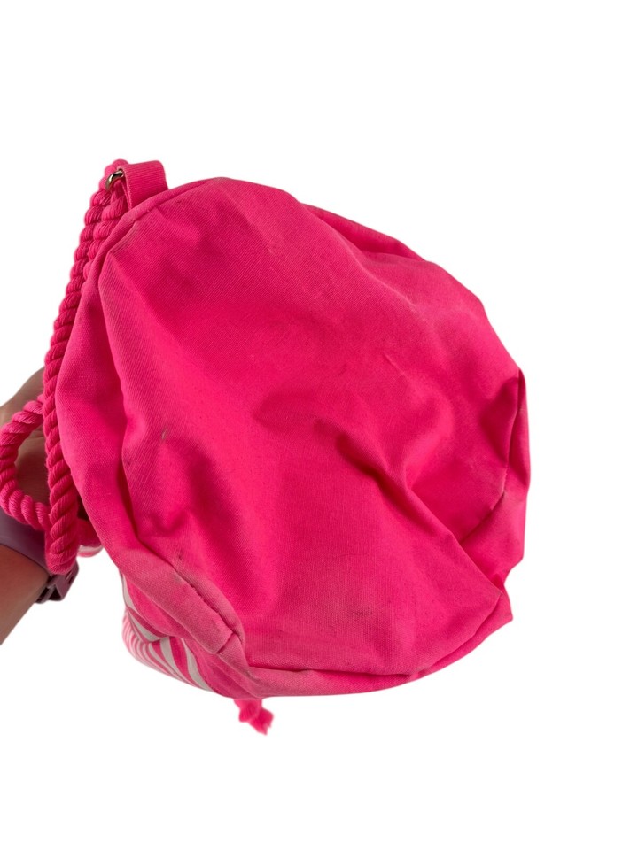 Victoria's Secret Neon Pink & Whtie Striped Drawstring Tote Bag | eBay UK