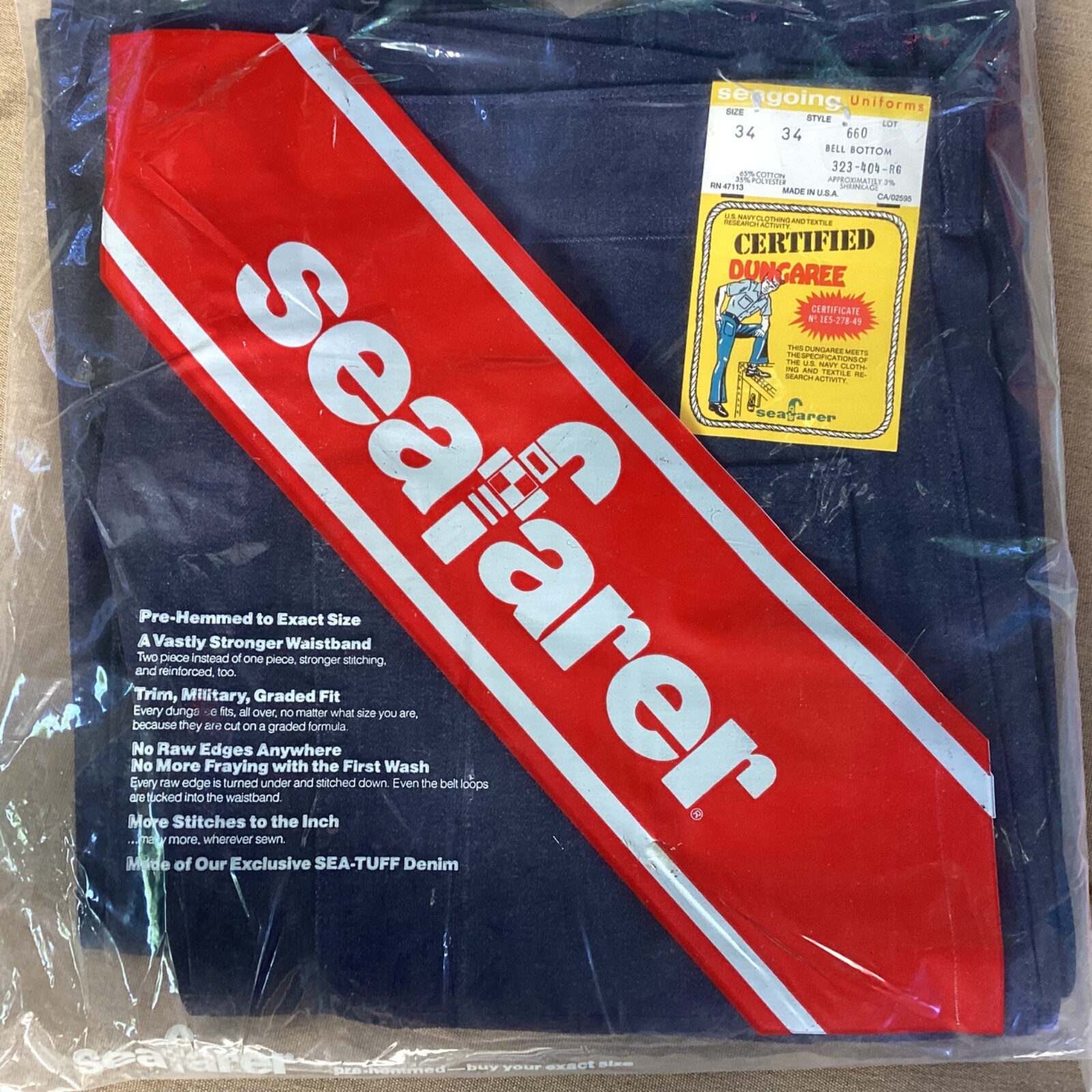 Vintage Certified Seafarer Bellbottom Dungaree Jeans New- Sealed Tags ...