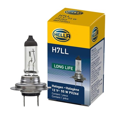 Hella Long Life H7LL Halogen Bulb H7 (PX26d) 12V - 55W for High Beam or ...