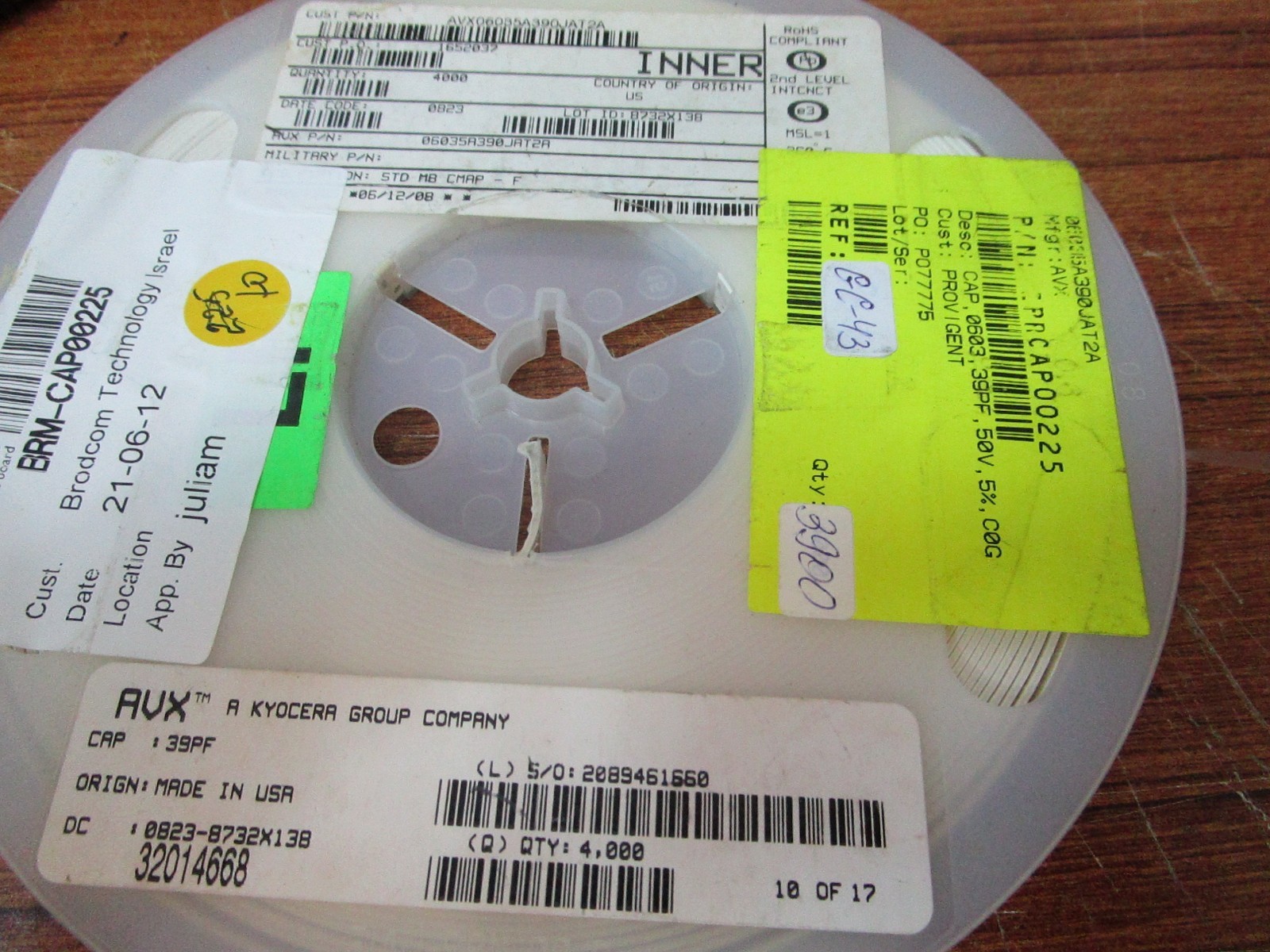 LOT X 3900 AVX 06035Z390JAT2A Cap Ceramic 39pF 50V C0G 5% Pad SMD | eBay