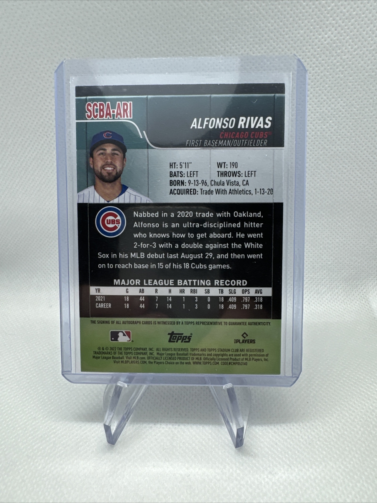 2022 Topps Stadium Club - Autographs #SCBA-ARI Alfonso Rivas (AU, RC ...