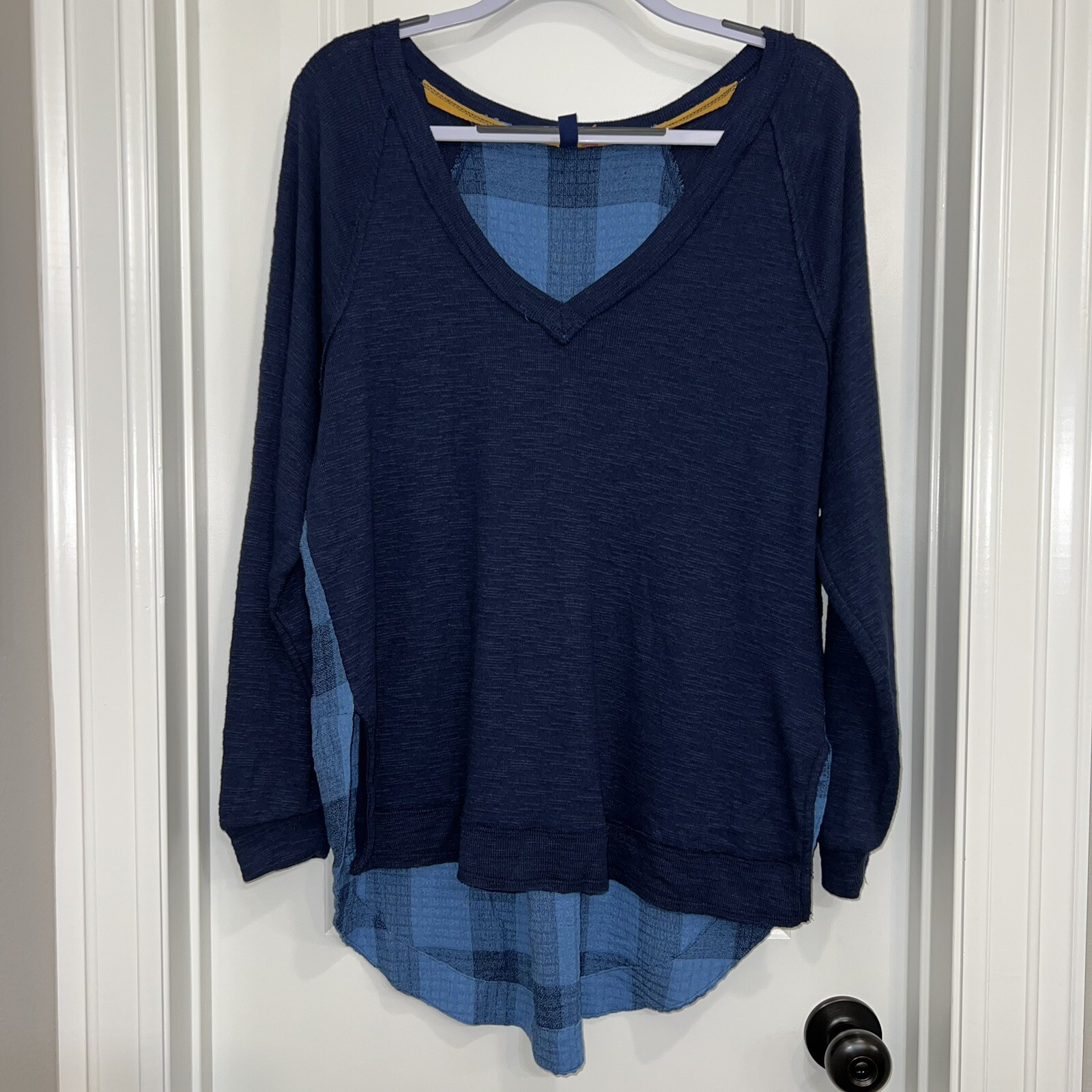 Anthropologie Pilcro Blue Plaid Sweater Top Size XS Oversized | eBay