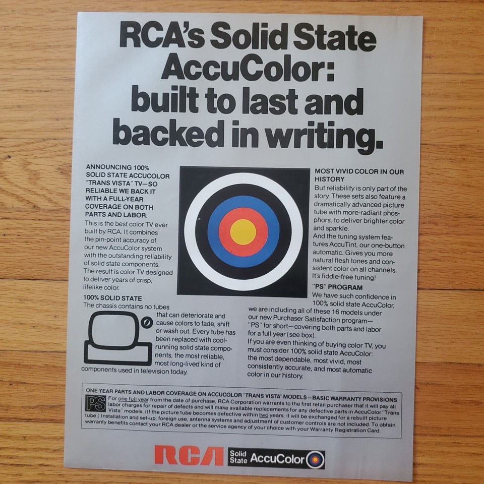 1971 RCA Accucolor TV Television Built To Last Solid State Vintage ...