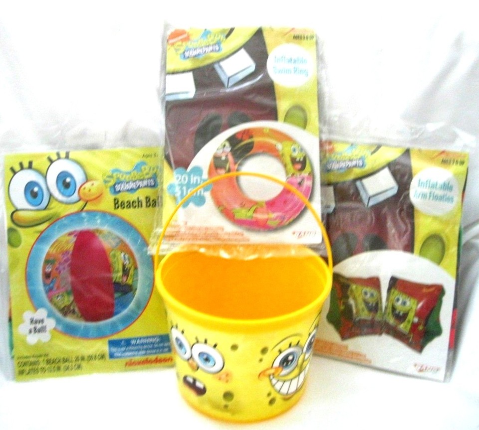 Spongebob Sponge Bob Patrick 20" Beach Ball ,Arm Floats,Swim Ring,+Sand ...