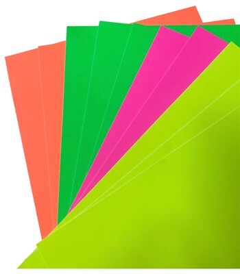 10 SHEETS A4 NEON CARD Multi Coloured Fluorescent Smooth Poster THICK ...