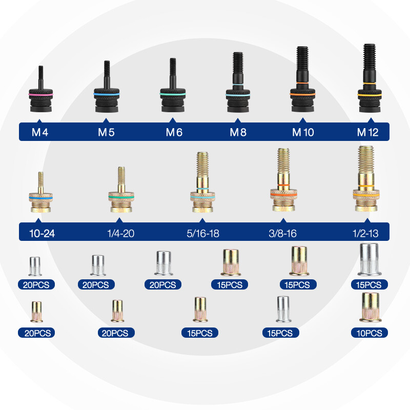 WORKPRO 16" Rivnut Tool Kit 11 Metric & SAE Mandrels Hand Nutsert Rivet ...