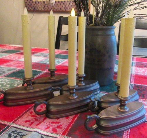6 Luminara Flameless Window Candles Colonial Flickering Chambersticks ...