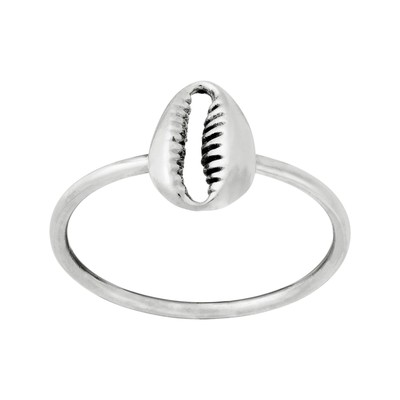 Sterling Silver Ring Cute Cowrie Shell Seashell Stackable Band ...
