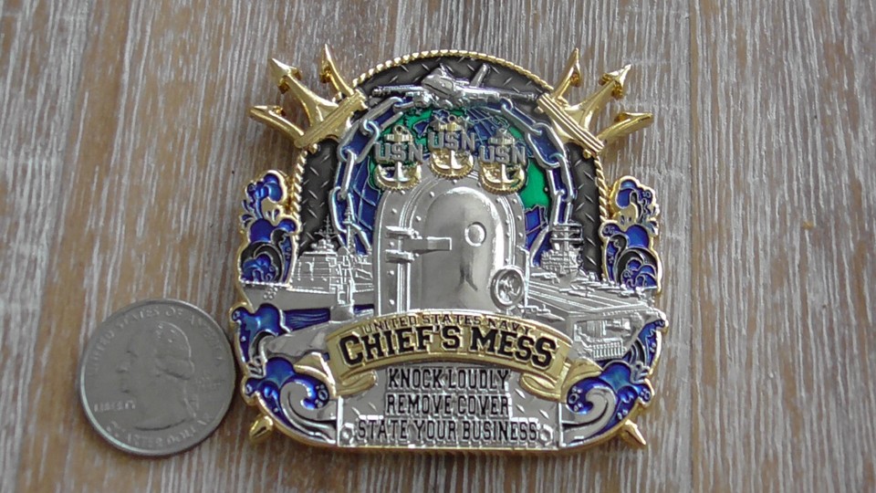 Navy Chief Chiefs Mess Goat Locker Knock Loudly CPO USN Challenge Coin ...