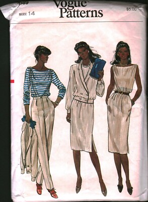 7589 Vintage Vogue Sewing Pattern Misses Jacket Dress Top Pants 1980s ...