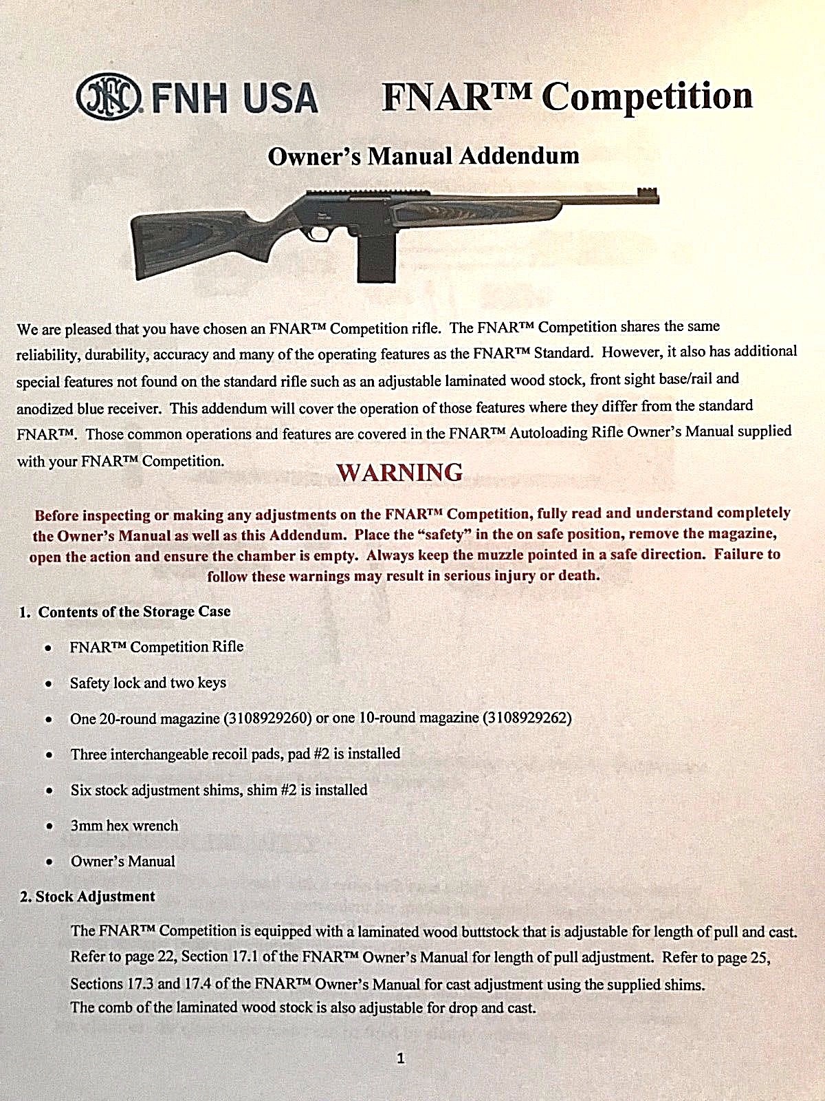 FN USA Rifle Shotgun Manuals FN SLP, FN SC 1, FN P-12, FNAR, FN SPR SEE ...